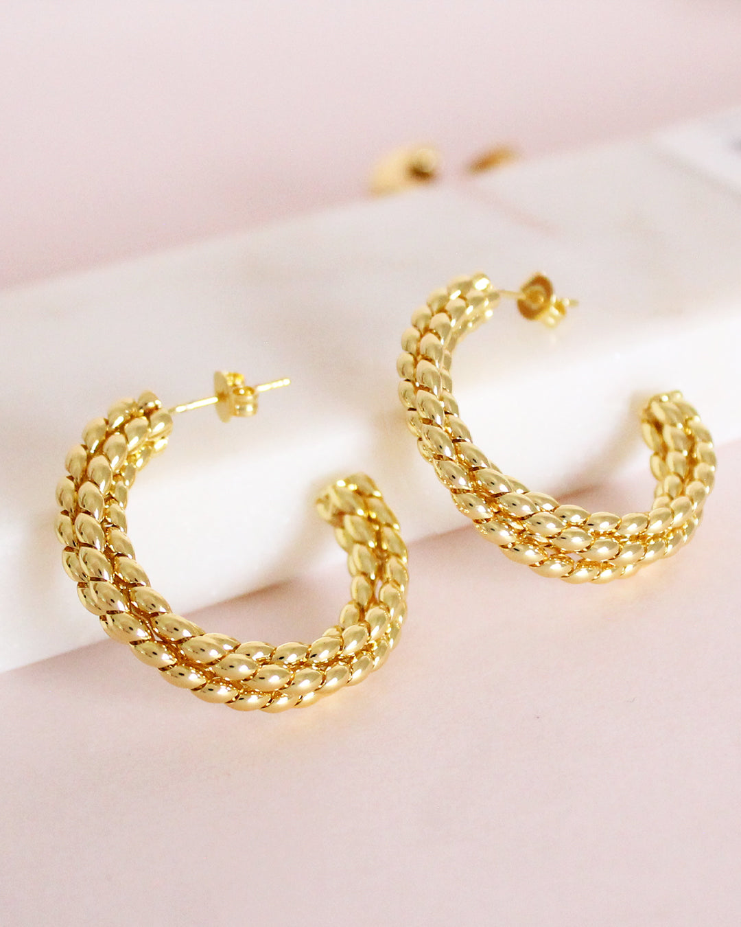 Arracada trenzada triple – PINK REVOLVER