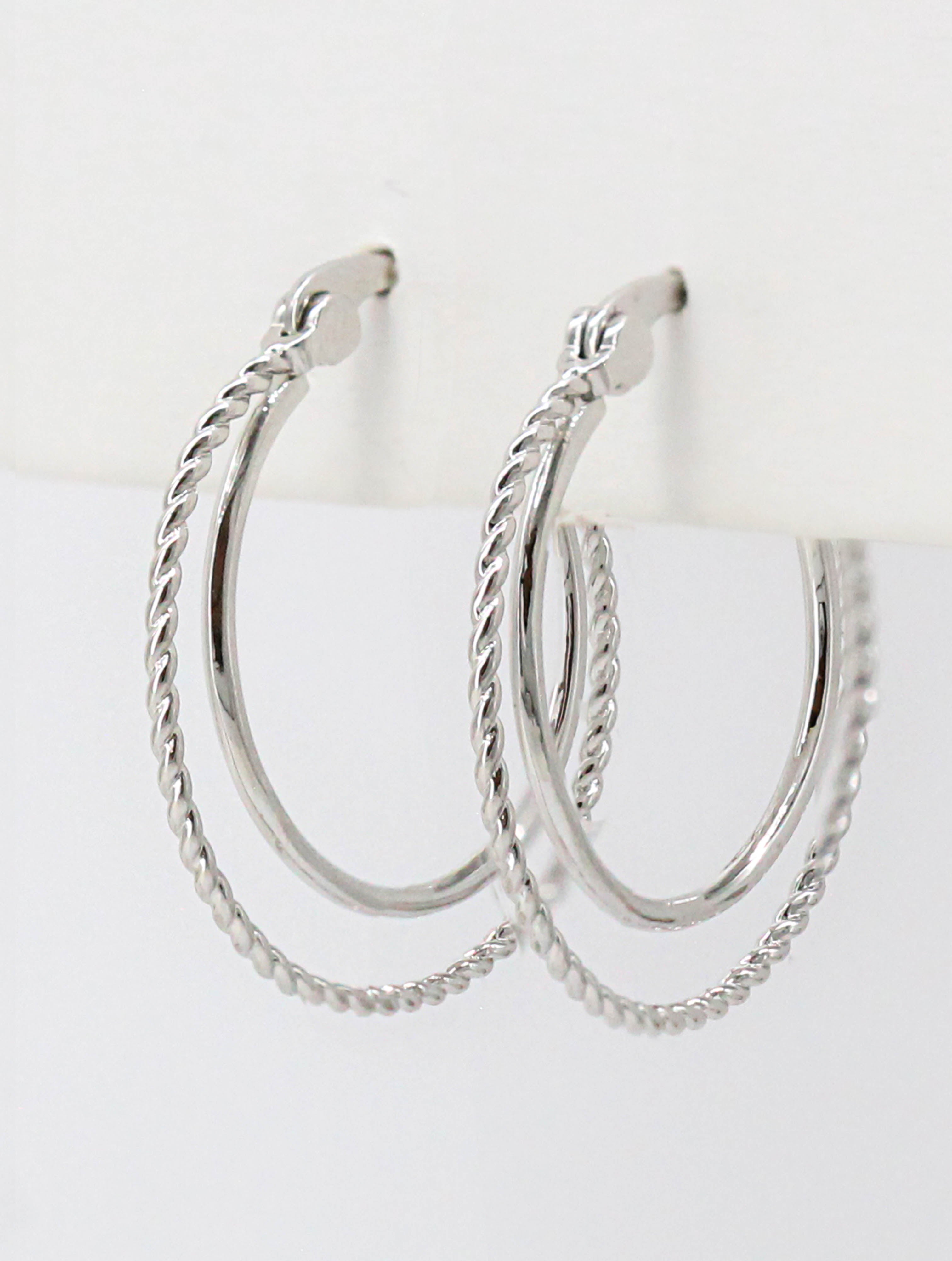 Arracadas Dobles Plateadas – PINK REVOLVER